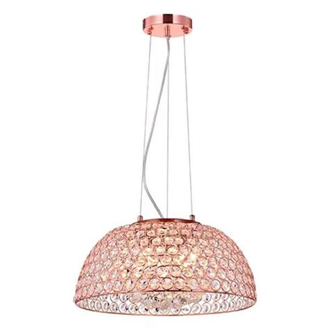 Pendente Em Metal E Cristal Bella Na Cor Cobre Ø40cm Para 5 Lâmpadas