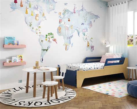 Painel Mapa Mundi Aquarela AmeliePapéis de ParedeIdeias de Mamãe