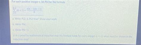 solved for each positive integer n let pin be the formula