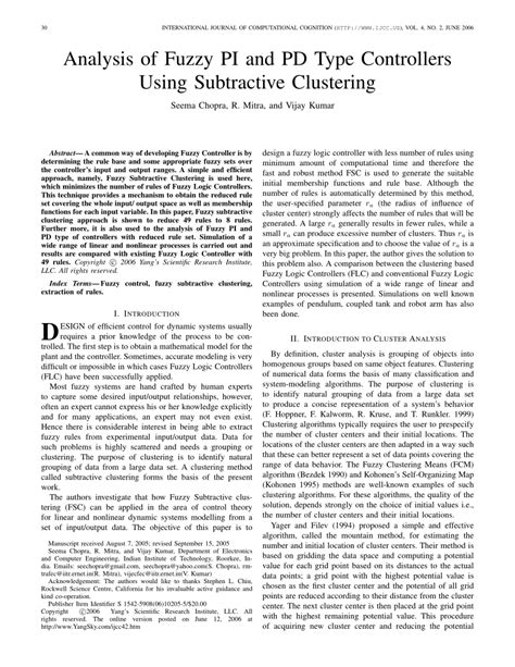 pdf analysis of fuzzy pi and pd type controllers using subtractive clustering