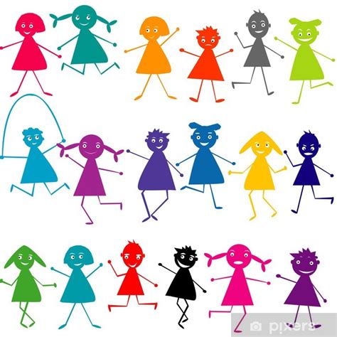 Poster Set Di Doodle Sagome Di Bambini Pixers It