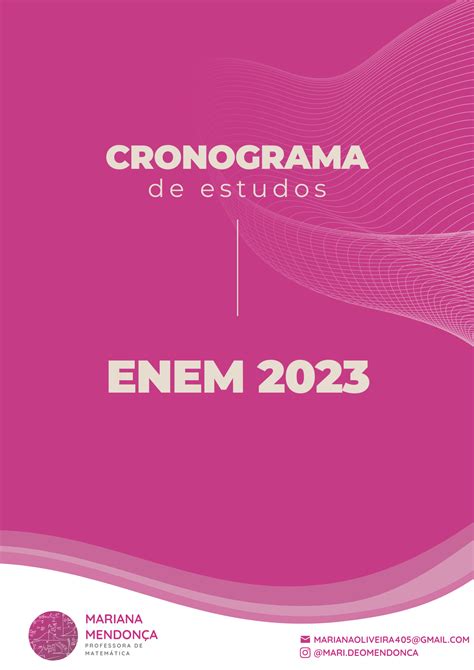 Cronograma de estudos ENEM 2023 Mariana Mendonça Hotmart