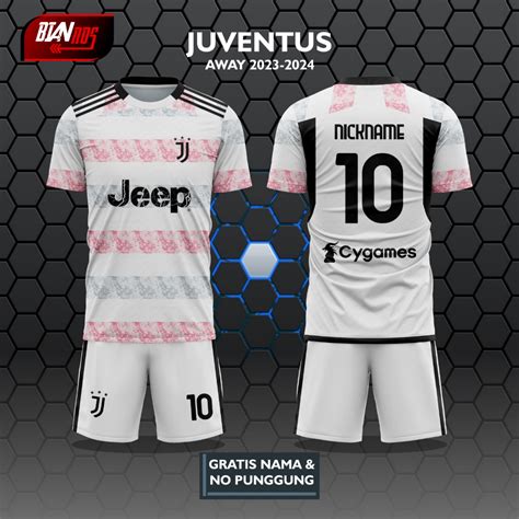 Jual JERSEY BOLA JUVENTUS AWAY 2023 2024 FULL PRINTING GRATIS CUSTOM