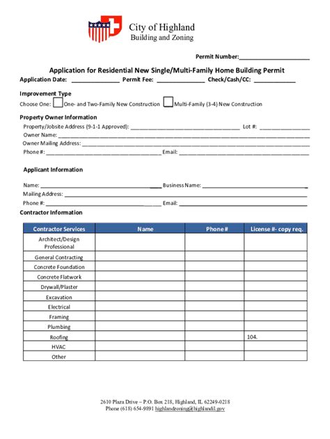 Fillable Online APPLICATION FOR BUILDING PERMIT South Barrington Fax