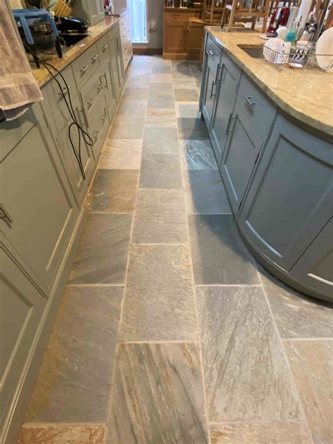 Multi Coloured Slate Tiled Floor Deep Cleaned And Sealed In West