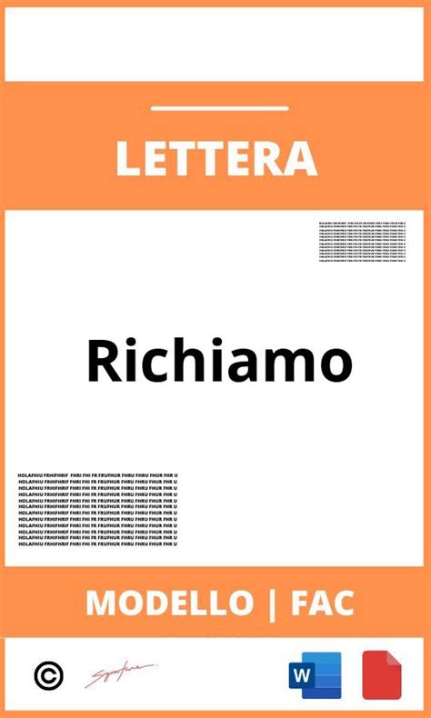 Esempio Lettera Di Richiamo