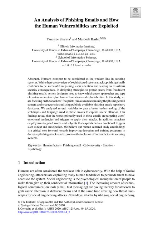 pdf an analysis of phishing emails and how the human vulnerabilities are exploited