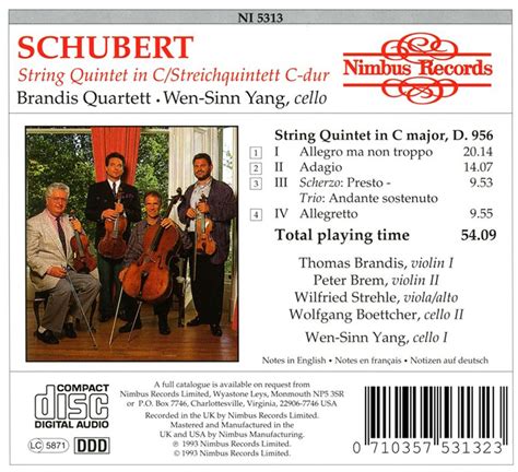 Club CD SCHUBERT String Quintet In C Major D 956