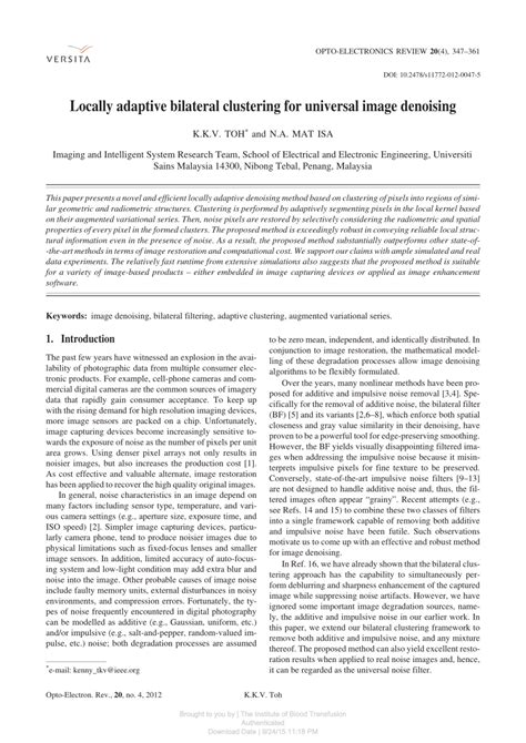 pdf locally adaptive bilateral clustering for universal image denoising