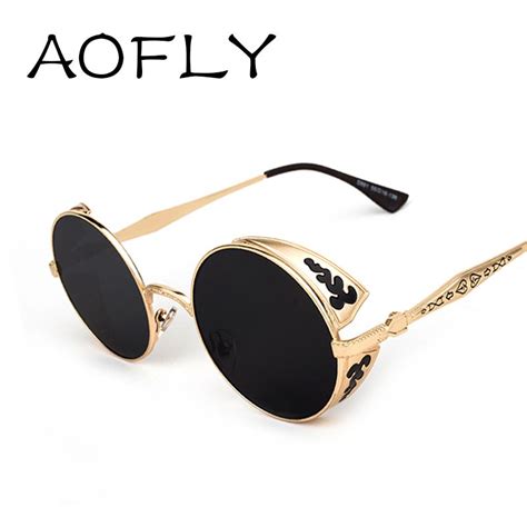 Steampunk Vintage Sunglass Fashion Round Sunglasses Women Brand
