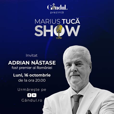 Marius Tucă Show începe luni 16 octombrie de la ora 20 00 live pe