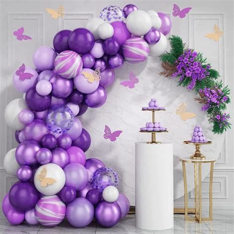 Violet Ballon Arche Anniversaire 91 Pièces Kit Arche Guirlande Ballons