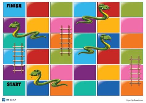 Free Pdf Snakes And Ladders Printables Esl Vault