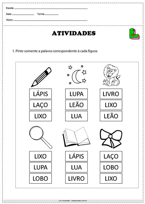 Atividades A Letra L Para Imprimir Atividades Educativas