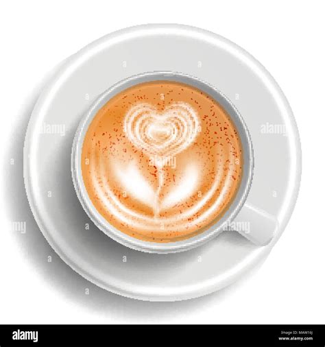 Coffee Art Cup Vector Top View Hot Cappuccino Coffee Milk Espresso