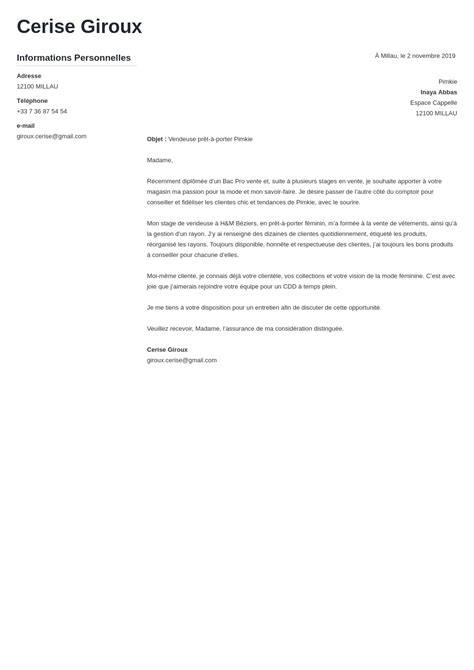 Lettre De Motivation Vendeuse Et Vendeur Exemples Gratuits