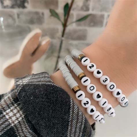New Stacking Bracelet Heishi Disc Personalized Beaded Name Etsy