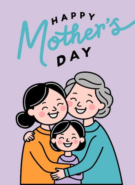 Jolies Cartes De Vœux Pour La Fête Des Mères Maman Avec Des Enfants