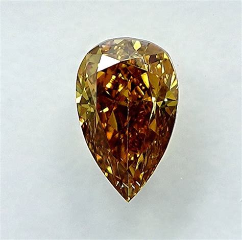 Diamond 0 37 Ct Pear Natural Fancy Intense Orangy Catawiki