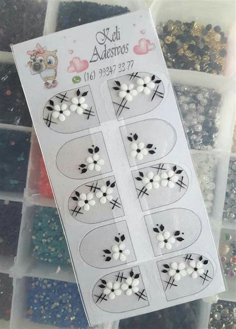 Pin de Elen Adesivos em Salvamentos rápidos Adesivos de unhas branco