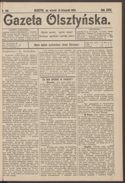 Gazeta Olsztyńska 1903 nr 139 Europeana