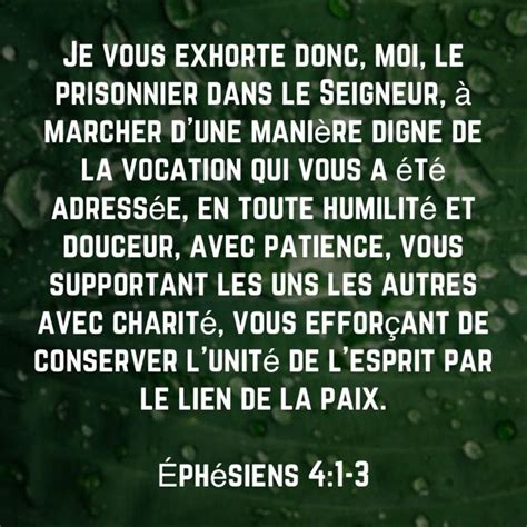 Éphésiens 4 1 3 Je vous exhorte donc moi le prisonnier dans le