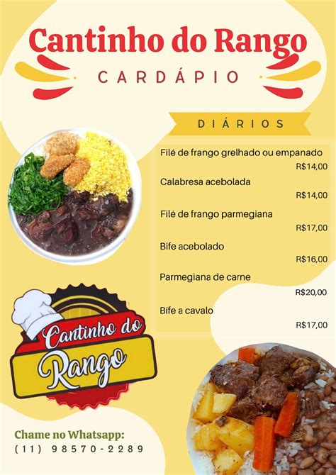 Menu em Cantinho do Rangoo restaurante São Paulo