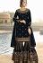 Drashti Dhami Navy Blue Satin Georgette Embroidered Sharara Style Suit