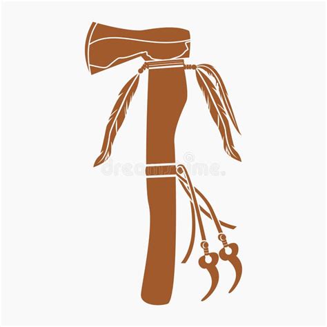 Isolated Monochrome Native American Tomahawk Axe Vector Illustration