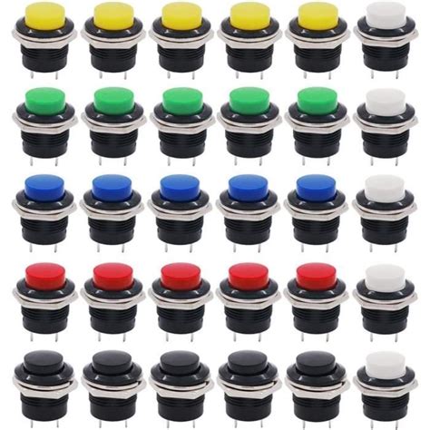 30Pcs Premium 16mm Interrupteur à Bouton Poussoir Momentané à 2 Broches