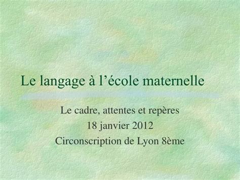 Ppt Le Langage L Cole Maternelle Powerpoint Presentation Free
