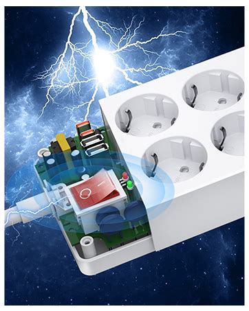 PD20W Anahtarlı Çoklu Priz USB C Akım Korumalı çoklu priz QC20W ve