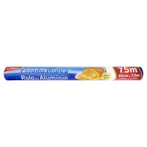 Papel Alumínio em Rolo Cozinha Prática 45cm x 7 5m Pão de Açúcar