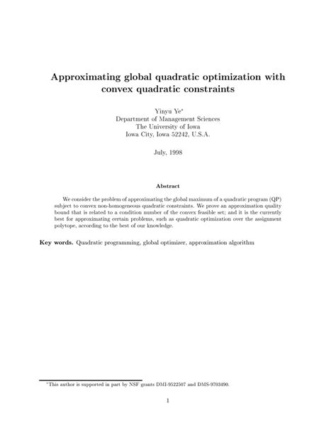 pdf approximating global quadratic optimization with convex quadratic constraints