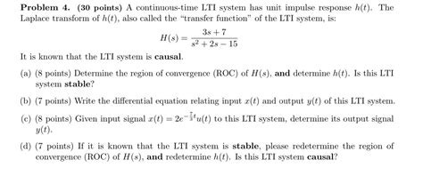 solved problem 4 30 points a continuous time lti system