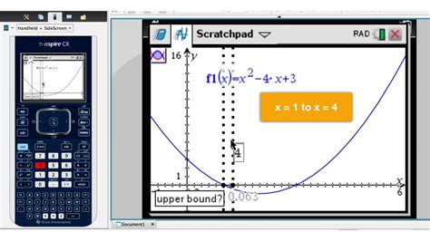 ti nspire cx area between a curve and the x axis detailed worked example for exams youtube