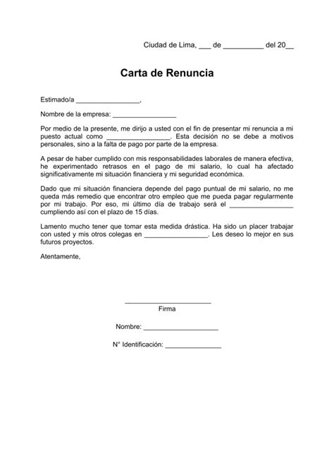 ᐅ Carta de Renuncia por Falta de Pago Ejemplos y Modelos