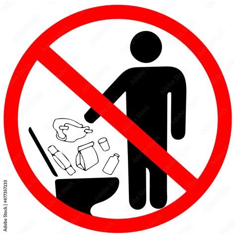 Do Not Litter In Toilet Icon Keep Clean Sign Not To Throw Garbage