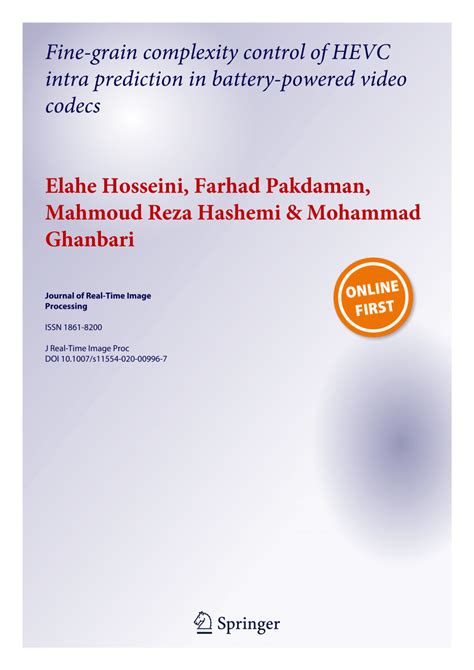 pdf fine grain complexity control of hevc intra prediction in battery powered video codecs