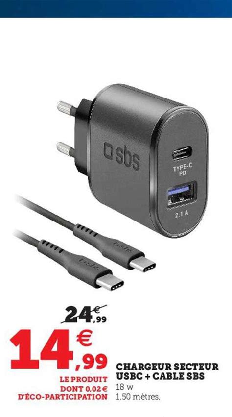 Promo Chargeur Secteur Usbc Câble Sbs chez Hyper U iCatalogue fr