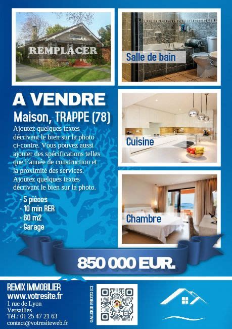 Modèle affiche immo Bleu PosterMyWall fr Modèles d affiches