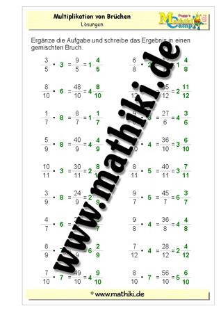 Brüche mit ganzen Zahlen multiplizieren Klasse 5 6 mathiki de