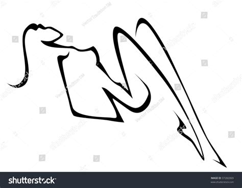 Vector Version Naked Woman Outline Isolated On White Background