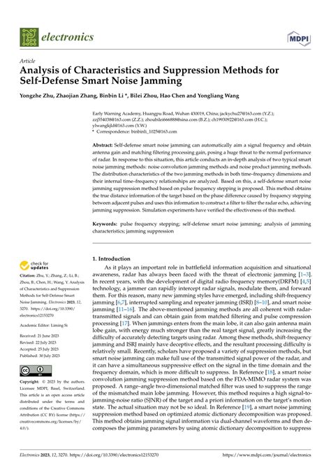 pdf analysis of characteristics and suppression methods for self defense smart noise jamming