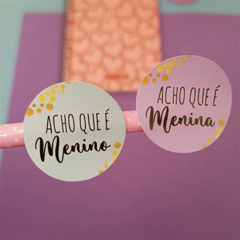 Adesivo Chá Revelação 40 Unidades Acho Azul e Lilás 5cm