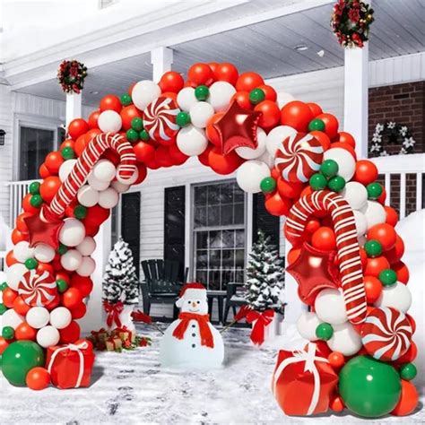 Kit Arco De Globos Navidad Rojo Guirnalda Para Fiesta 128pcs Meses