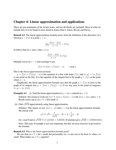 chapter 4 linear approximation and applications