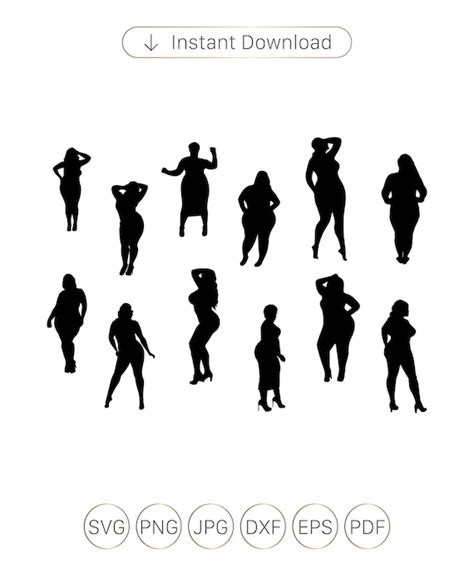 Beautiful Big Sexy Women Silhouette SVG Plus Size Women Etsy