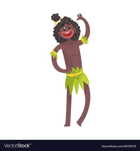 Smiling Black Skinned Man Aborigine Waving His Vector Image
