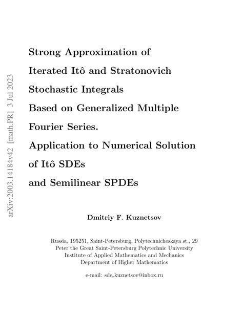 pdf strong approximation of iterated ito and stratonovich stochastic integrals based on